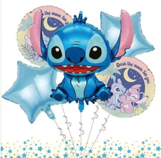 Stitch buquet, fóliové balónky, modré, 5 ks